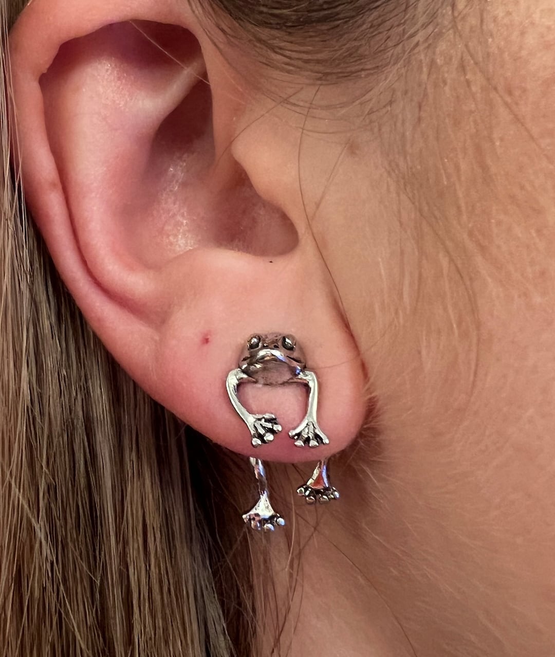 Frog Toad Stud Front and Back Earrings, Toad Ear Jacket - Frog Front ...