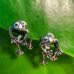 Frog Toad Stud Front and Back Earrings, Toad Ear Jacket - Frog Front ...