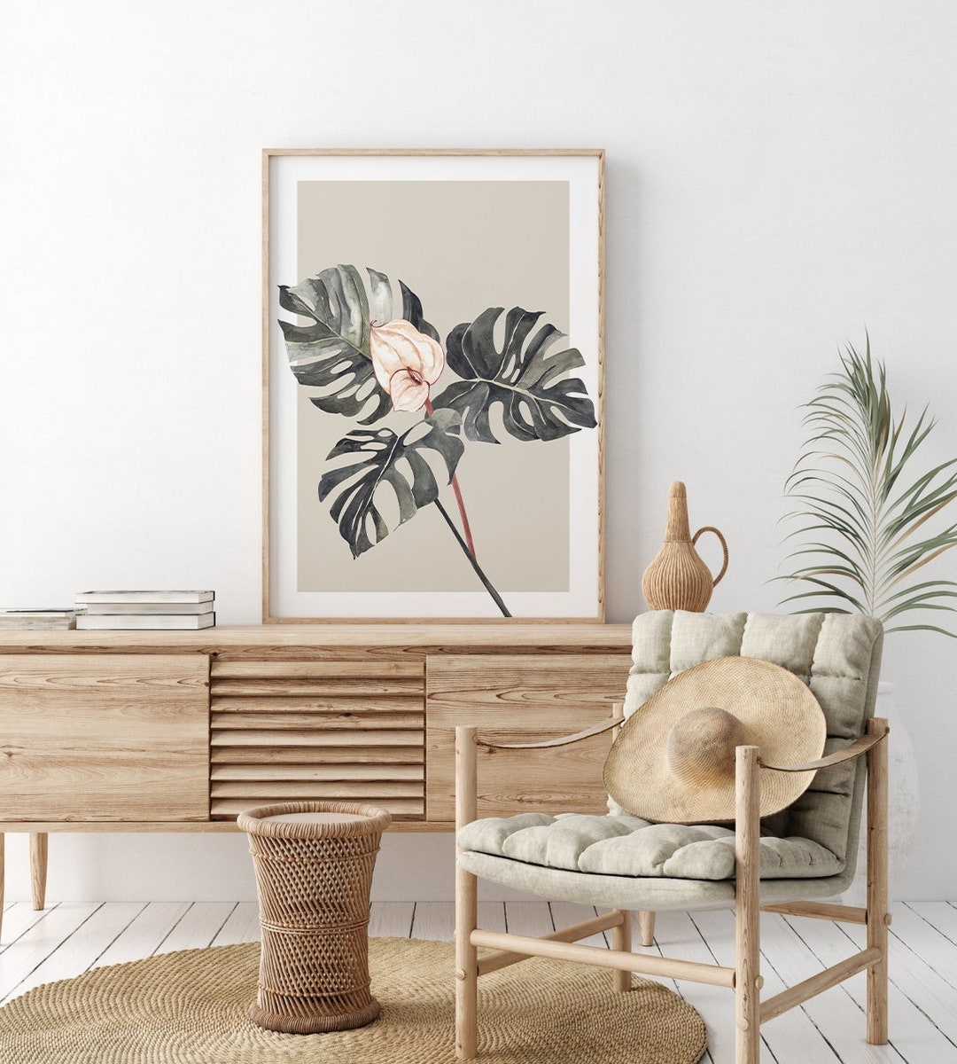 Boho Wall Art, Botanical Print, Printable Wall Art, Monstera Leaf ...