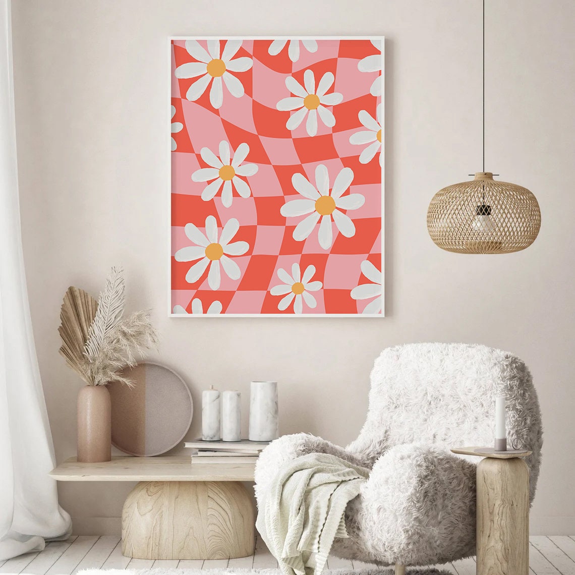 Groovy Poster, 70's Retro Flower Print, Printable Wall Art, Psychedelic ...