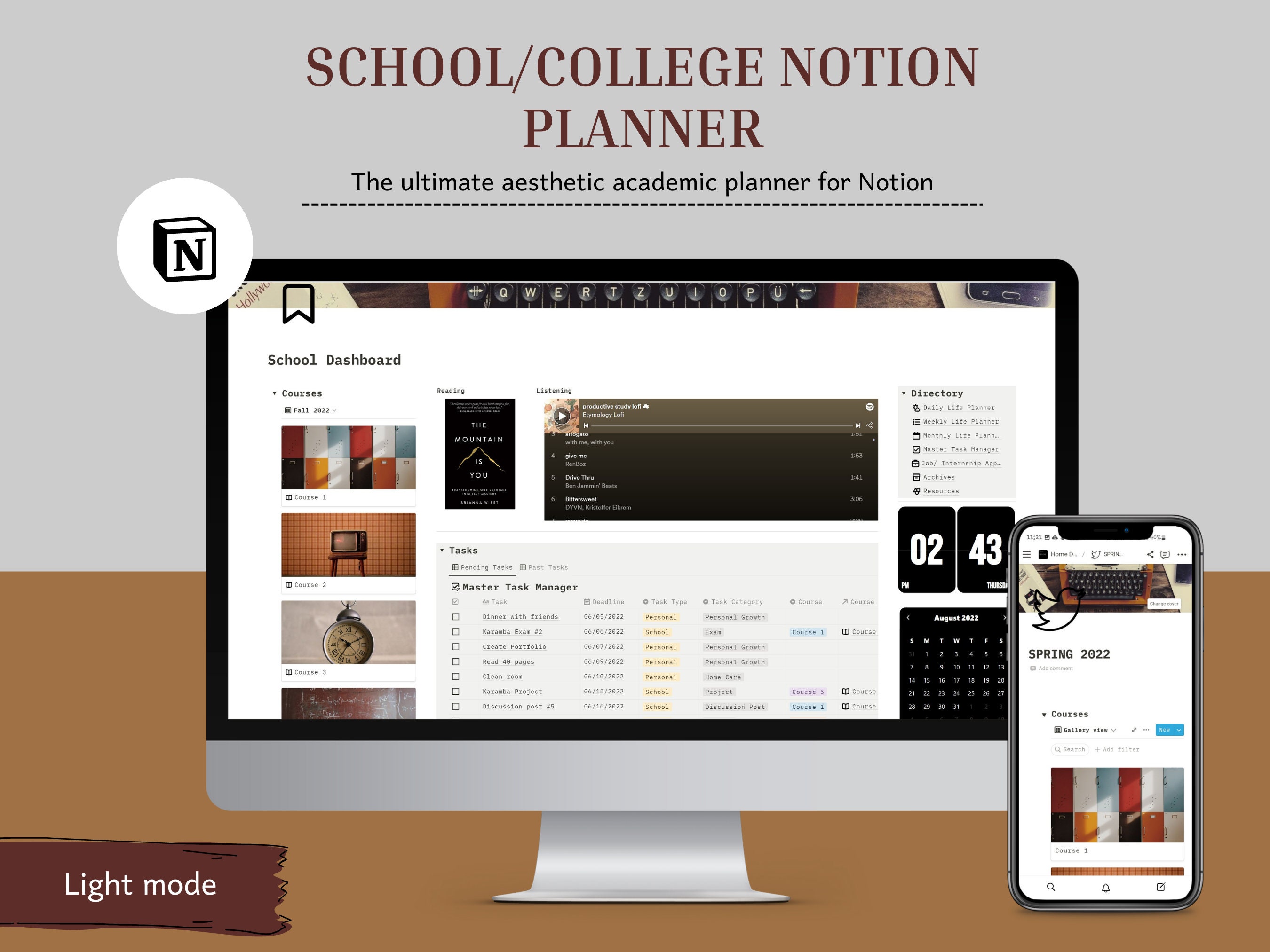 Aesthetic Notion Template/planner for Academia, School and College ...