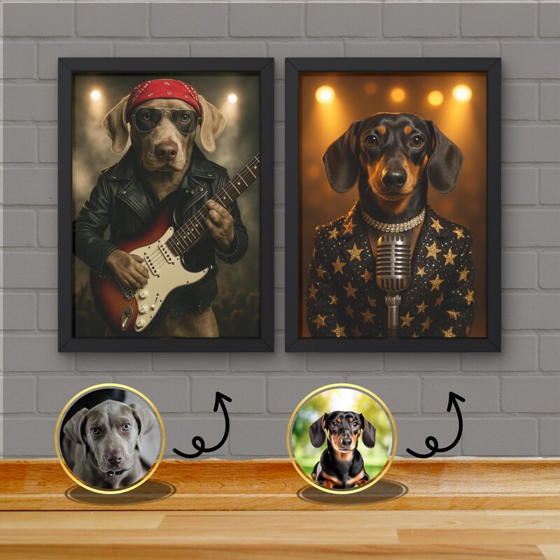 Rockstar Dog Portrait - Etsy UK
