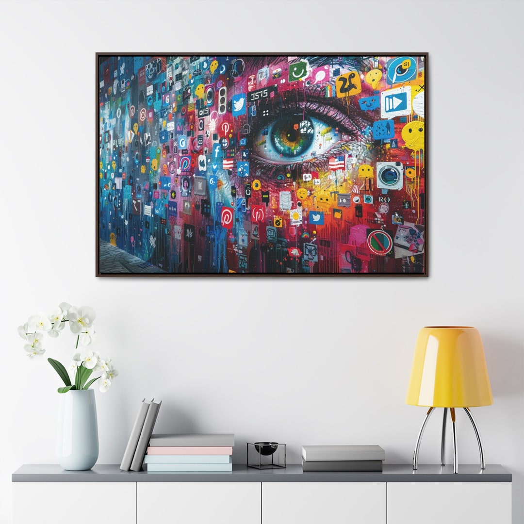 Social Media Mania: Vibrant Pop Art Canvas, Modern Gallery Wrap ...