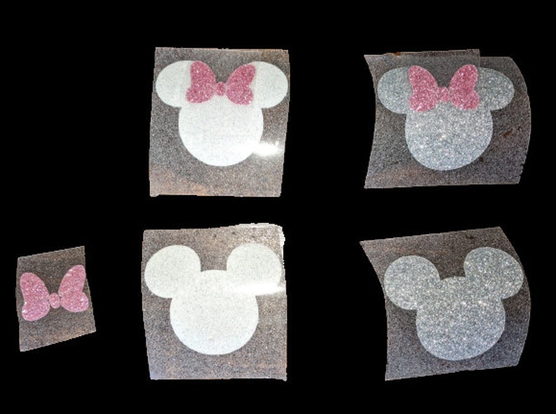 GLITTER Mouse Head Iron-on Decal SET Glitter Minnie and - Etsy