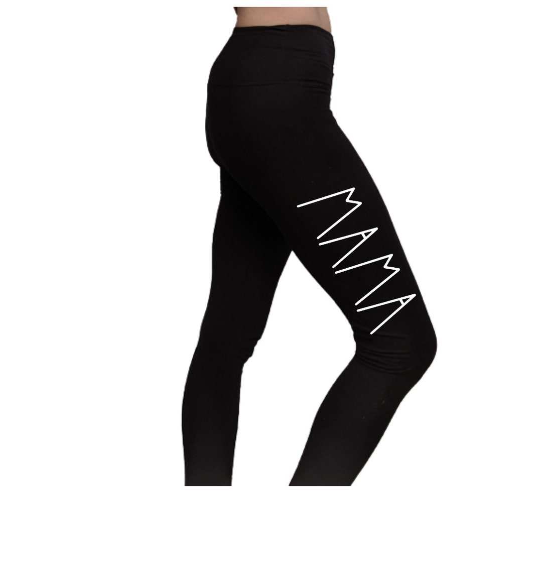 Mama Leggings, Custom Font & Color, MAMA Black Leggings, MAMA Capri ...