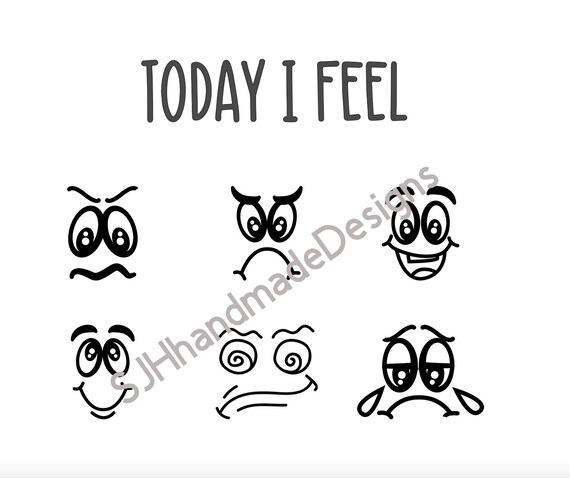 Today I Feel Face Emotions Digital Files PNG SVG JPEG - Etsy