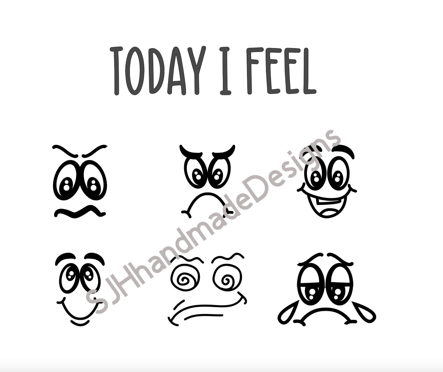 Today I Feel Face Emotions Digital Files PNG SVG JPEG - Etsy