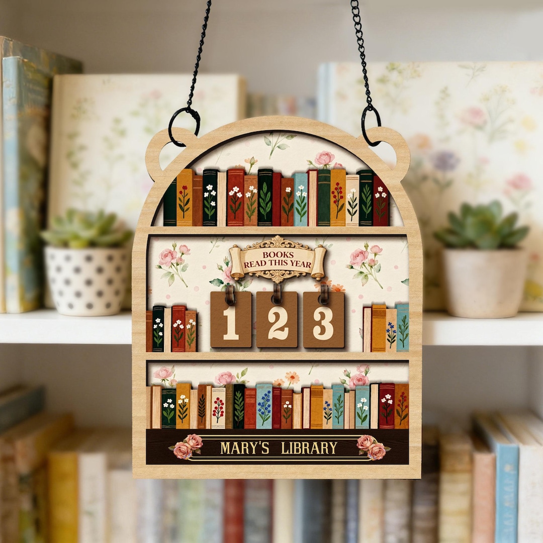 Personalized Books Read This Year Tracker | Colorful Wooden Book ...