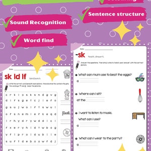 Final Consonant Blends -sk, -ld, -lf, -lk. Phonics Worksheets. Sk Sound ...