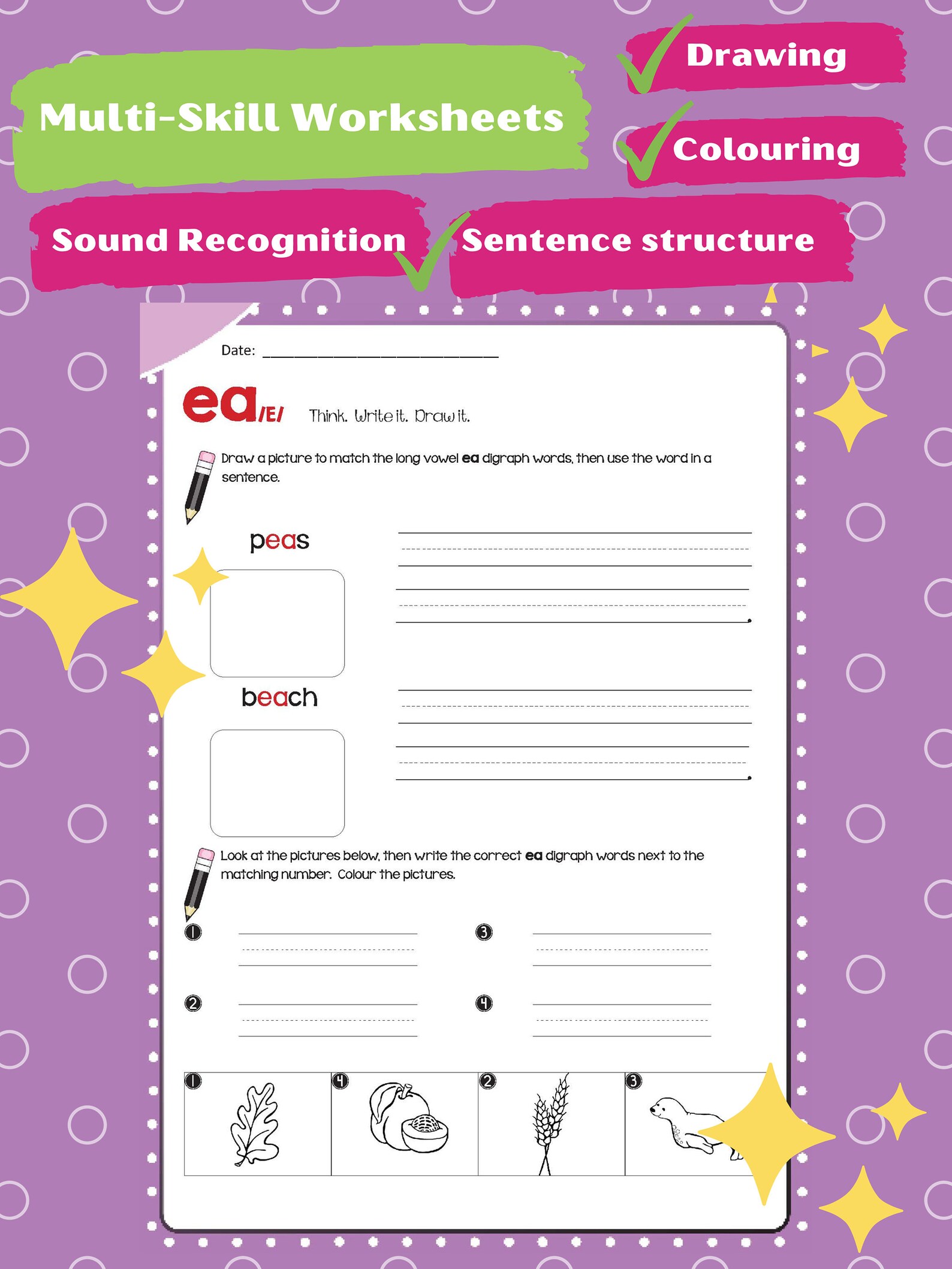 Vowel Digraphs. Phonics and Maze Activity Worksheets for Homeschool and ...
