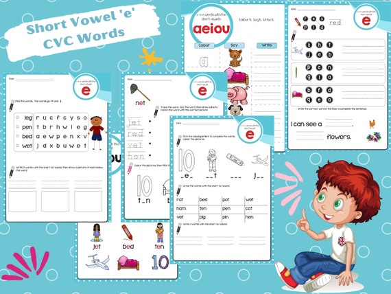 Short Vowel 'e' CVC Words Phonics Worksheets - Etsy India