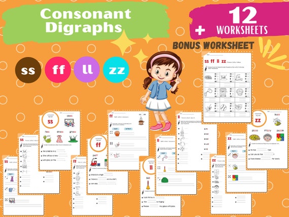Consonant Digraphs Ss Ff Ll Zz . Phonics Worksheets for - Etsy