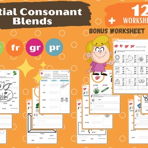 Consonant Blends Dr, Fr, Gr, Pr. Blending Phonics Worksheets for ...