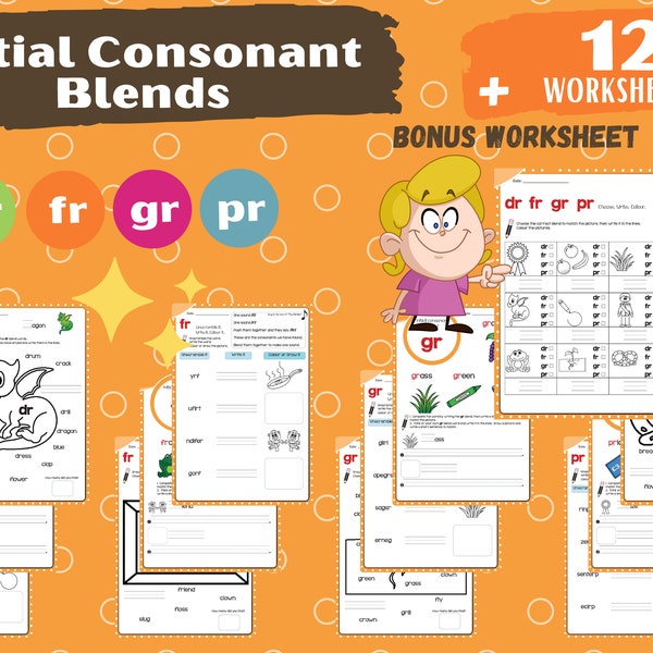 Consonant Blends Worksheets - Etsy