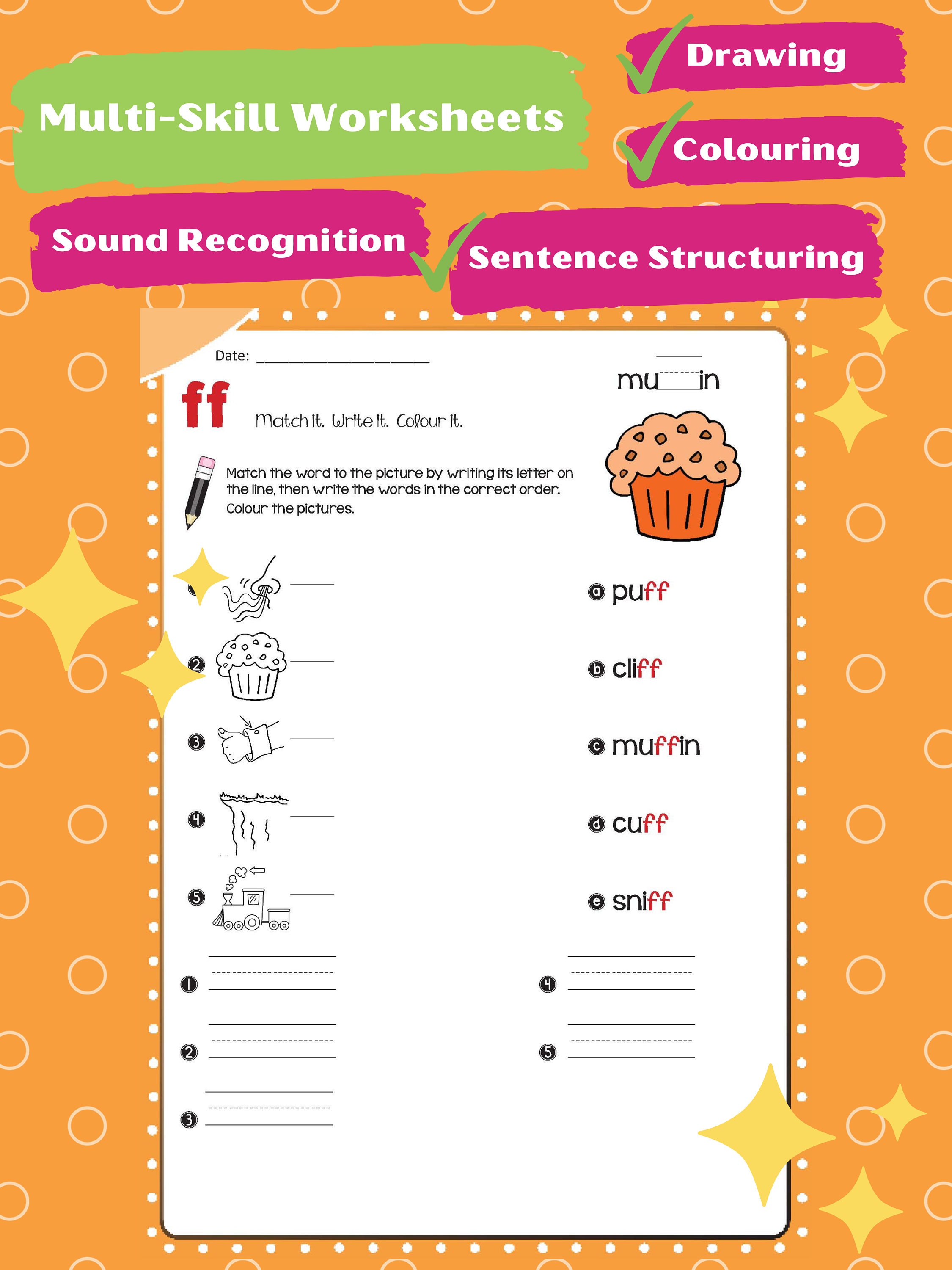 Consonant Digraphs Ss, Ff, Ll, Zz . Phonics Worksheets for Kindergarten ...