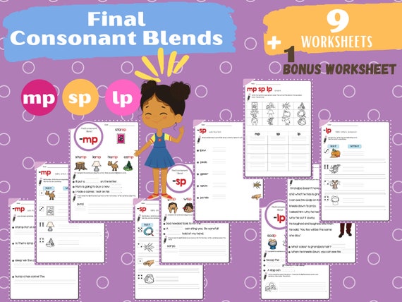 Final Consonant Blends mp sp lp. Phonics Worksheets. Mp | Etsy