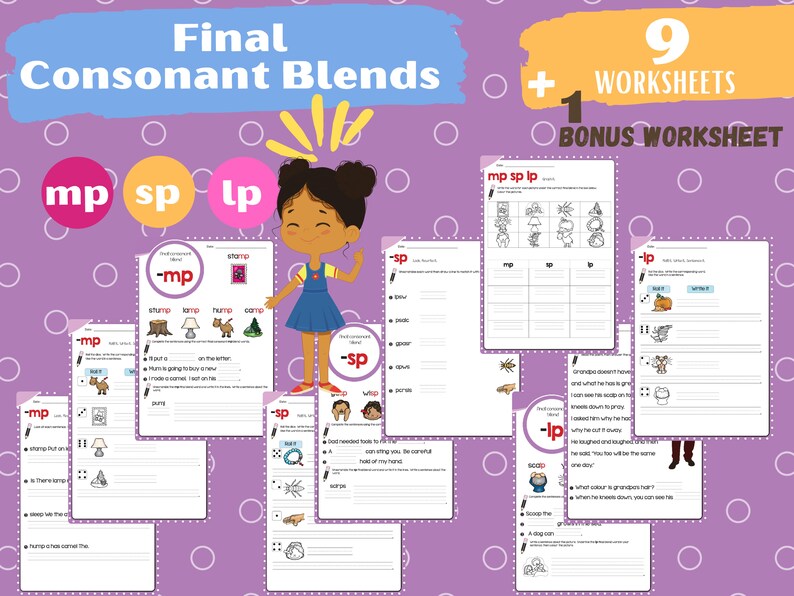 Final Consonant Blends -mp, -sp, -lp. Phonics Worksheets. Mp Sound. Sp ...