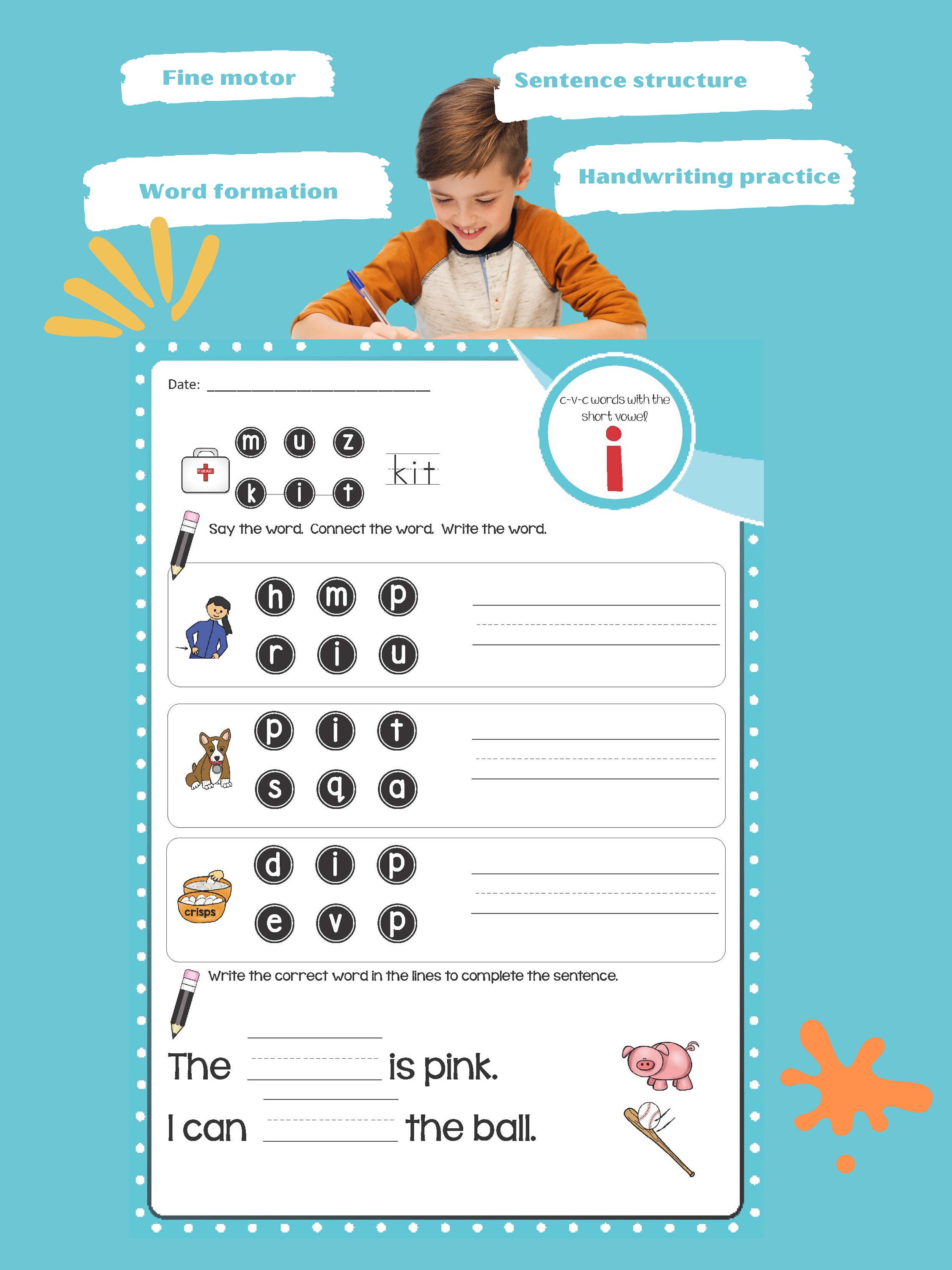 Short Vowel 'i' CVC Words Worksheets - Etsy UK