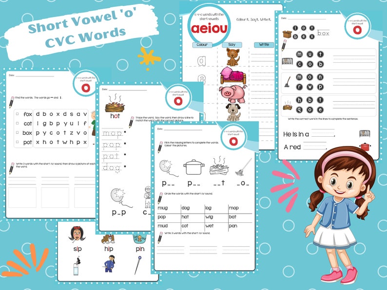 Short Vowel 'o' CVC Words Worksheets - Etsy