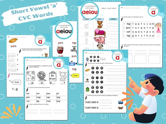 Short Vowel 'a' CVC Words Worksheets | Etsy