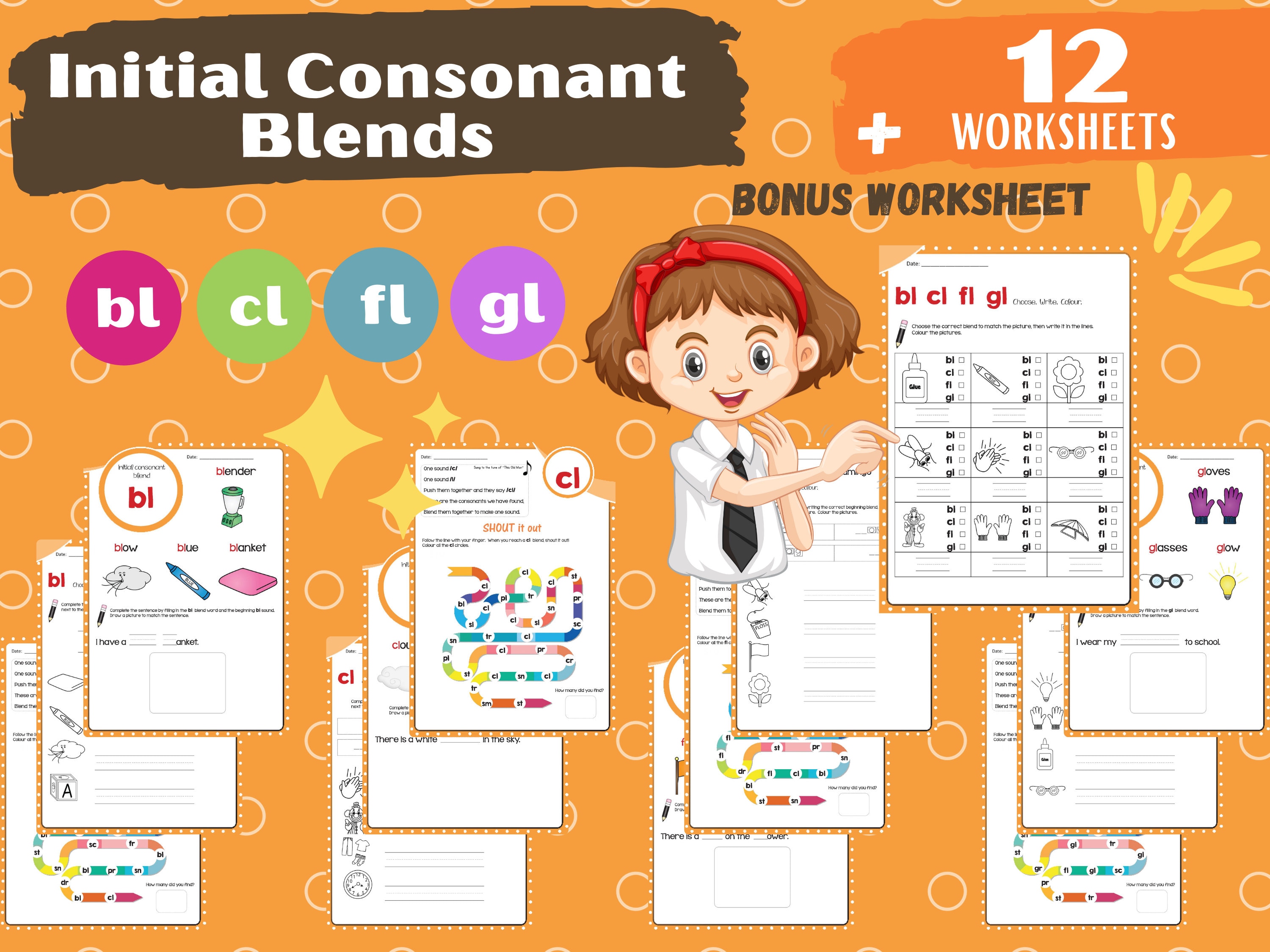 Consonant Blends Bl, Cl, Fl, Gl - Etsy