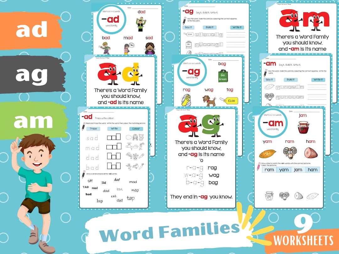 Word Families -ad, -ag, -am - Etsy