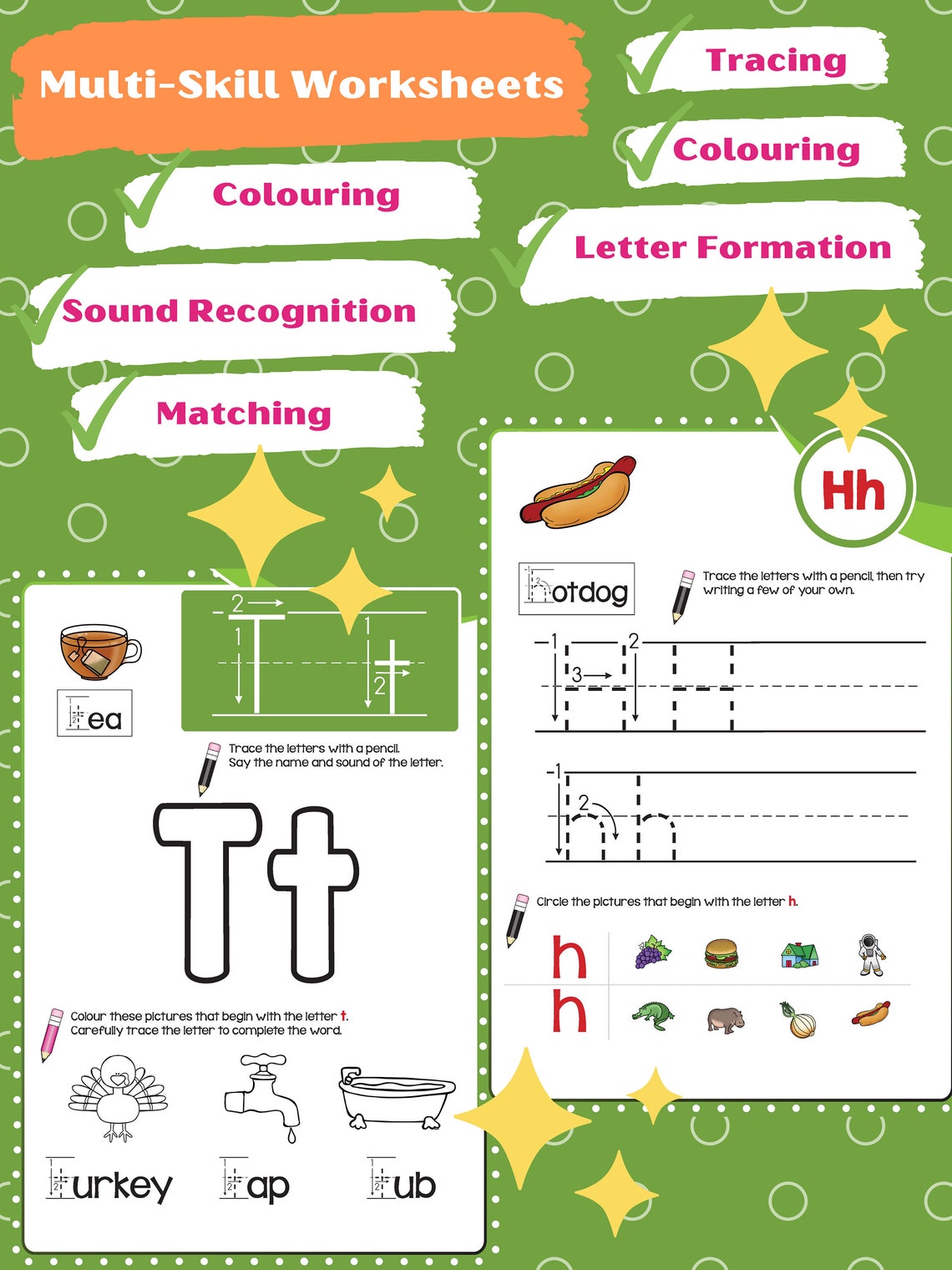 Alphabet A-Z Phonics Worksheets for Kindergarten and Primary School ...