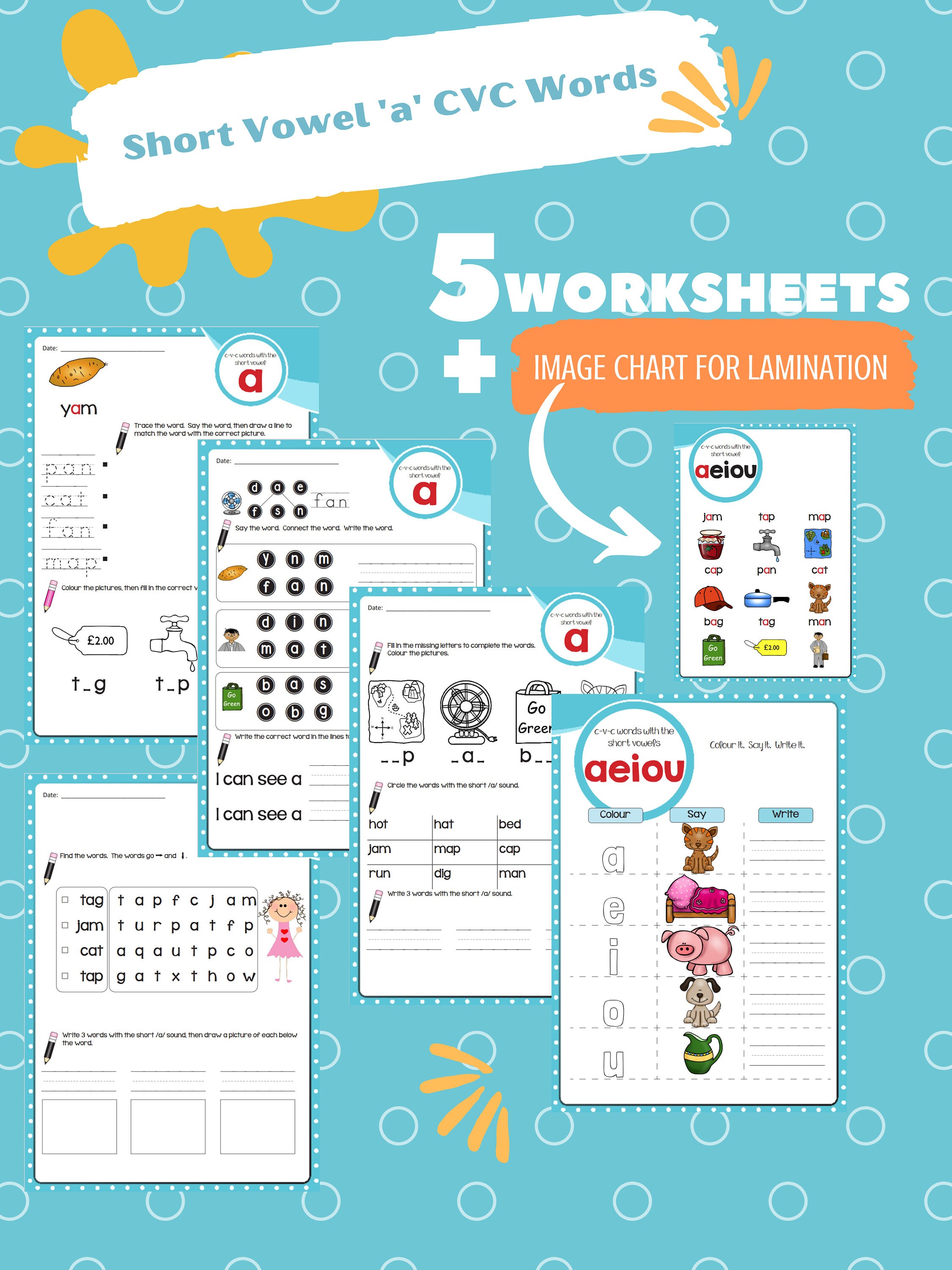 Short Vowel 'e' CVC Words Phonics Worksheets - Etsy