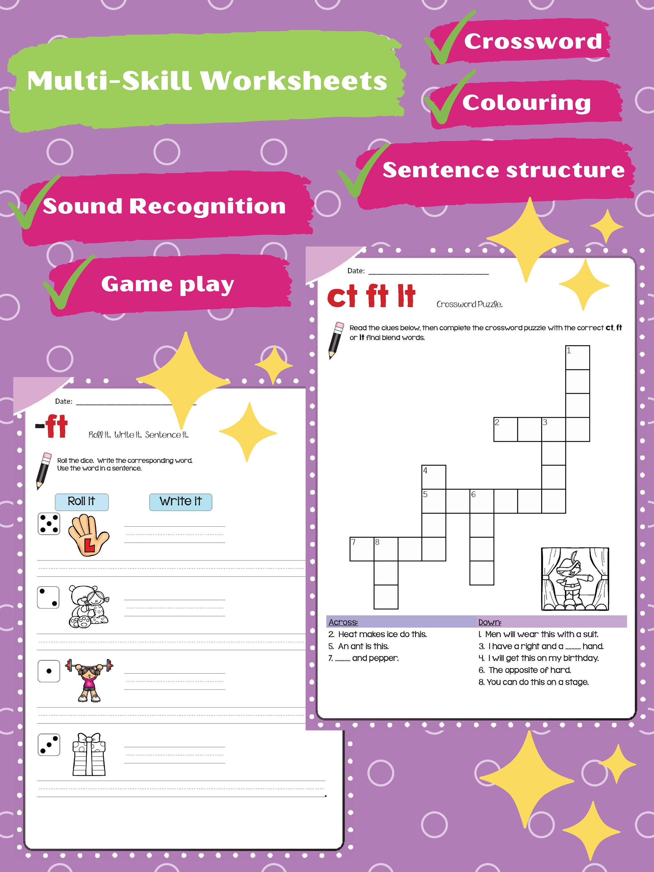 Final Consonant Blends -ft, -ct, -lt. Phonics Worksheets. Ft Sound. Ct ...