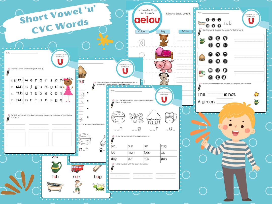 Short Vowel 'u' CVC Words Worksheets - Etsy