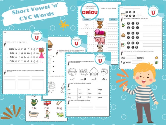 Short Vowel 'u' CVC Words Worksheets | Etsy