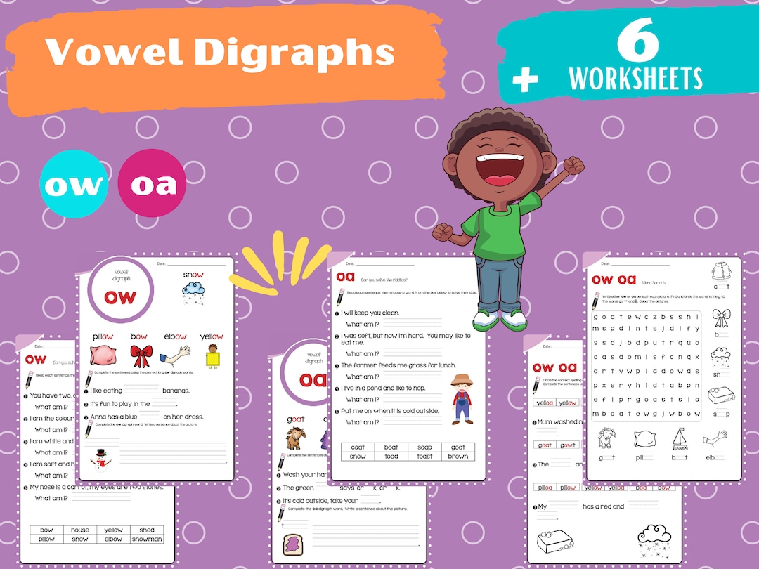 Long Vowel Digraphs. Ow Digraph. Oa Digraph. Phonics Worksheets for ...