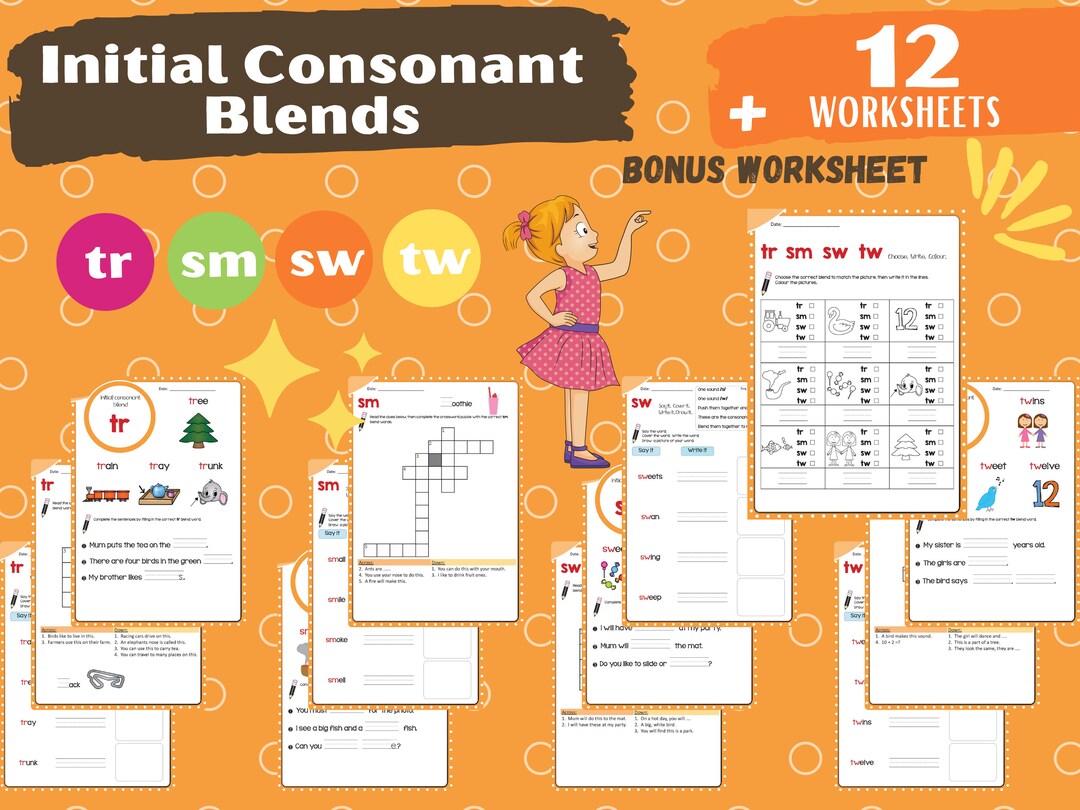 Consonant Blends Tr, Sm, Sw, Tw - Etsy