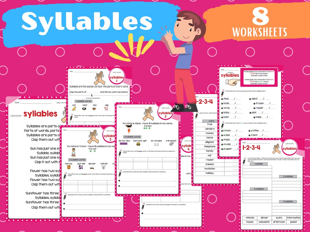 Syllables Worksheets for Home and School Use. Syllables and Decoding ...