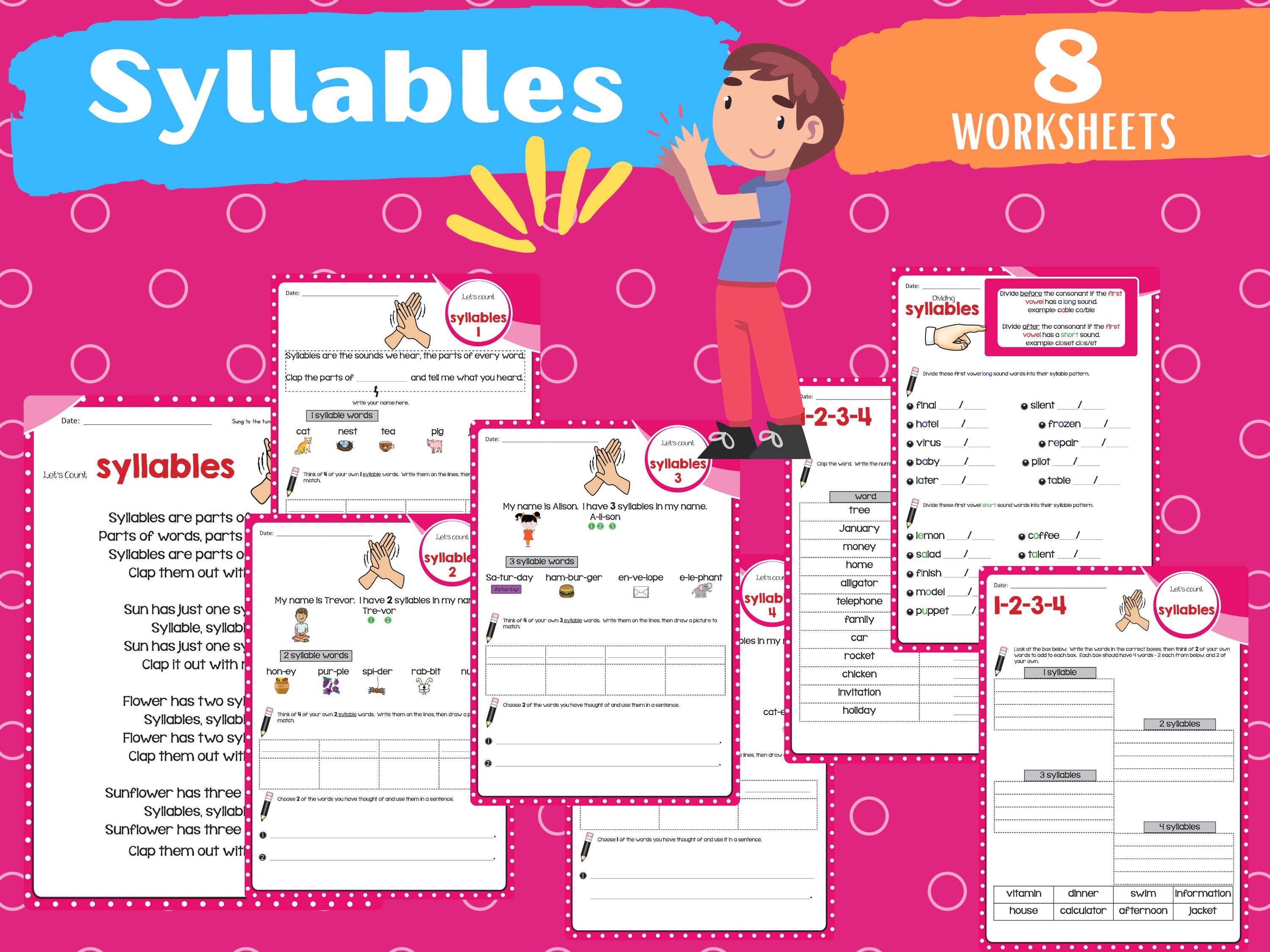 Syllables Worksheets for Home and School Use. Syllables and Decoding ...