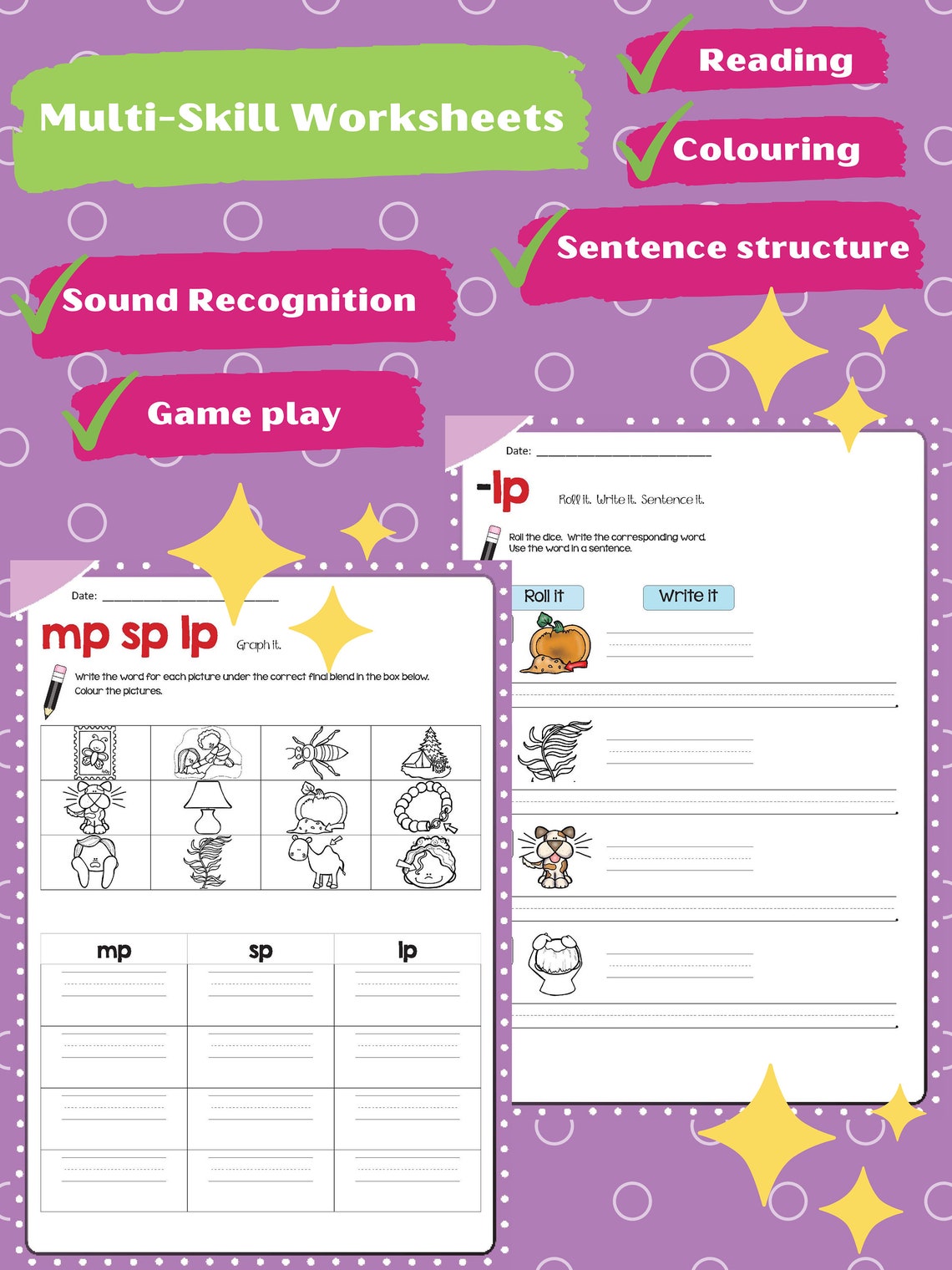 Final Consonant Blends -mp, -sp, -lp. Phonics Worksheets. Mp Sound. Sp ...