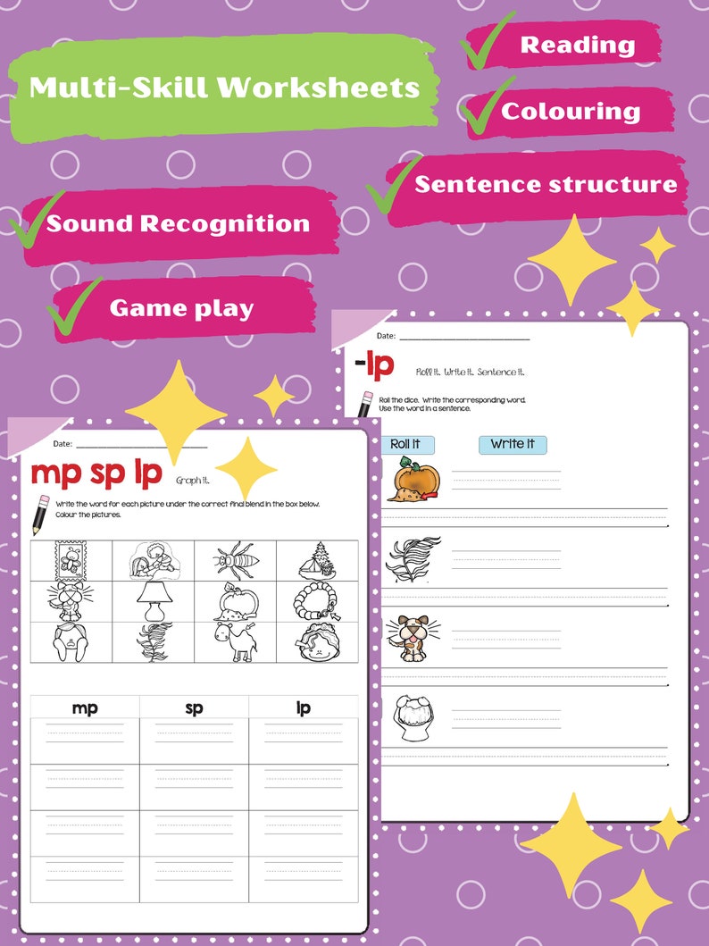 Final Consonant Blends -mp, -sp, -lp. Phonics Worksheets. Mp Sound. Sp ...