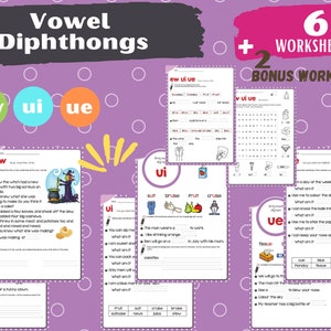 Diptongos vocales ew, ui, ue. Hojas de trabajo de fonética del sonido U ...