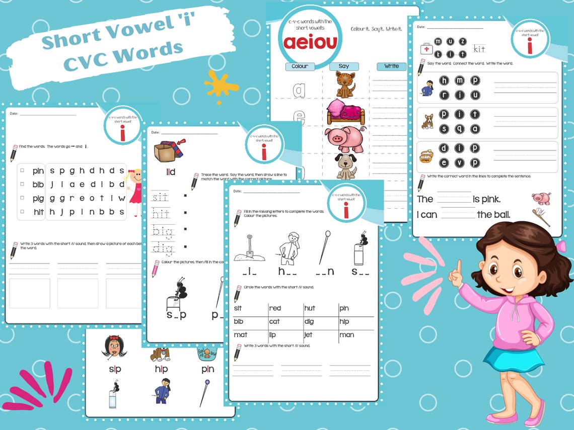 Short Vowel 'i' CVC Words Worksheets | Etsy UK