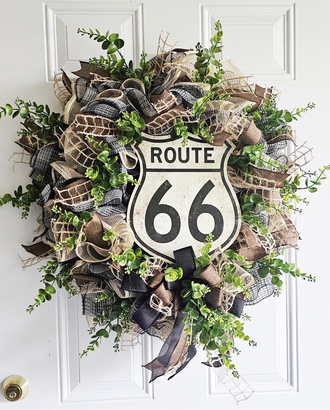 Route 66 Wreath, Rustic Farmhouse Wreath, Vintage Highway Sign Decor ...