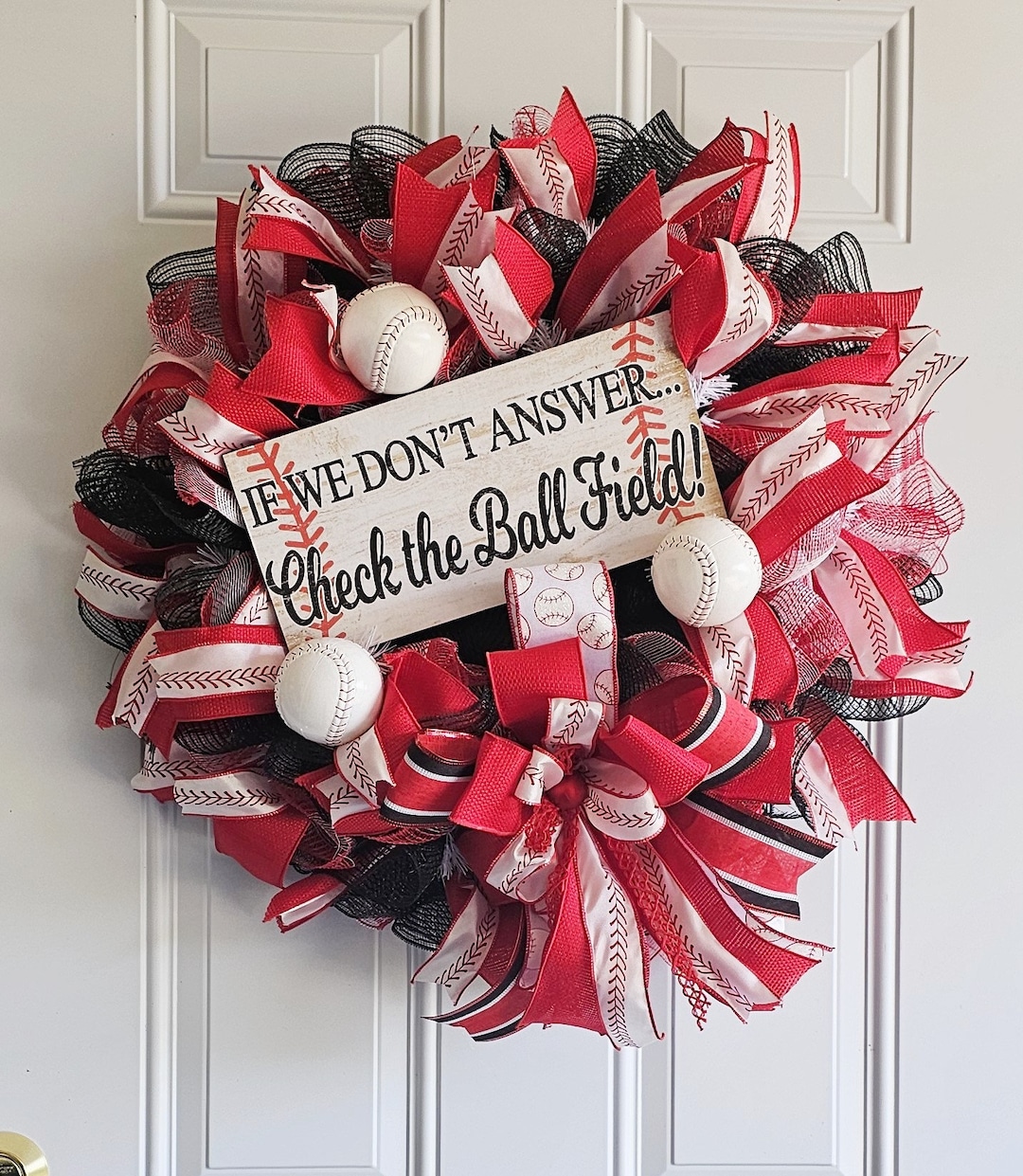 Baseball Wreath, If We Don't Answer Check the Ball Field Sign, Baseball ...