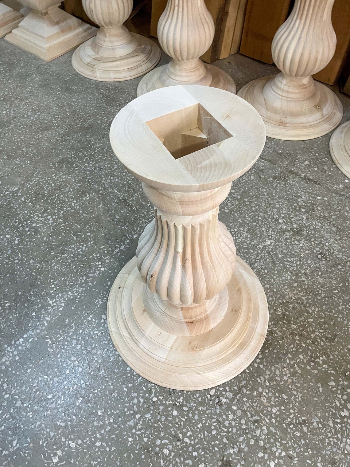 Dining Round Table Pedestal Base Table Wood Pedestal Base - Etsy