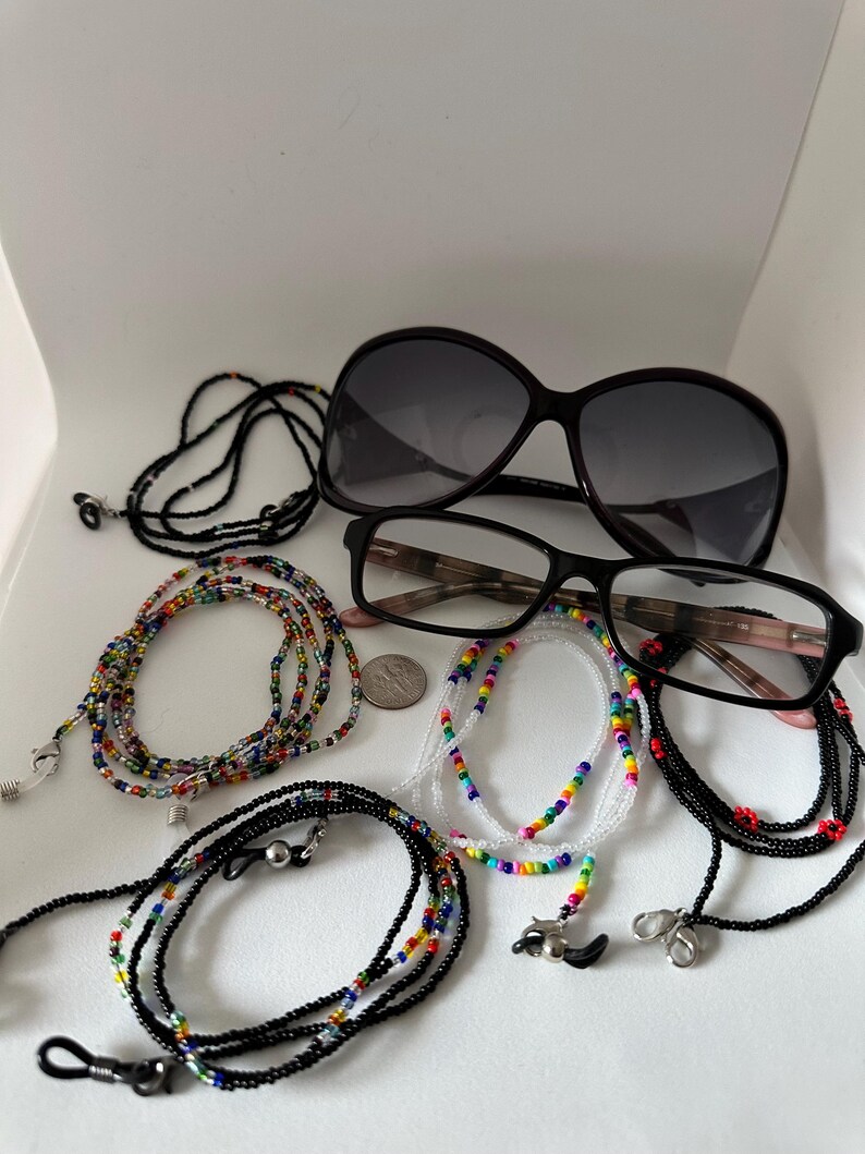 Eyeglasses Mix Color Chain Crystal Beaded Sunglasses Handmade Chains ...