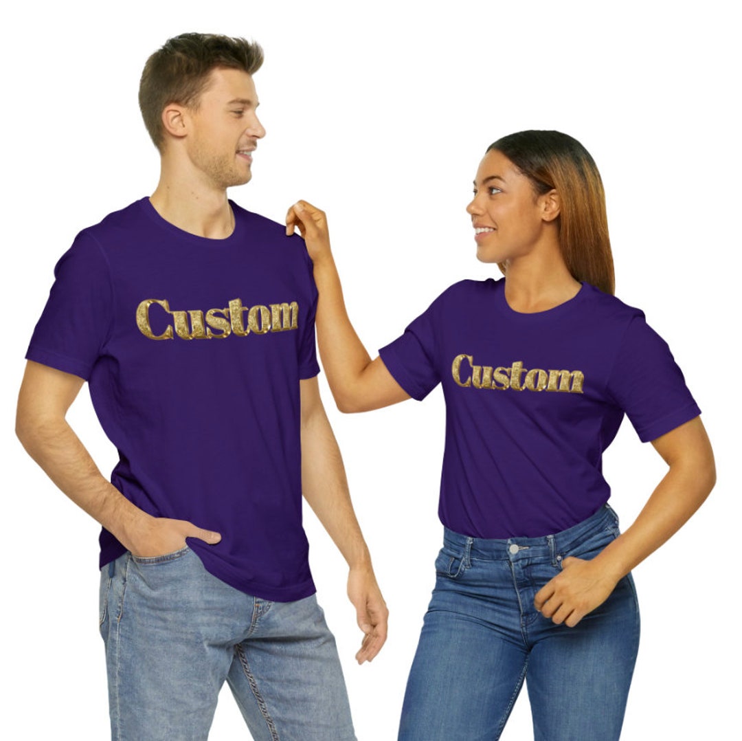 Custom Gold Letters T Shirt Personalized Royal Gold Effect Text Ultra ...