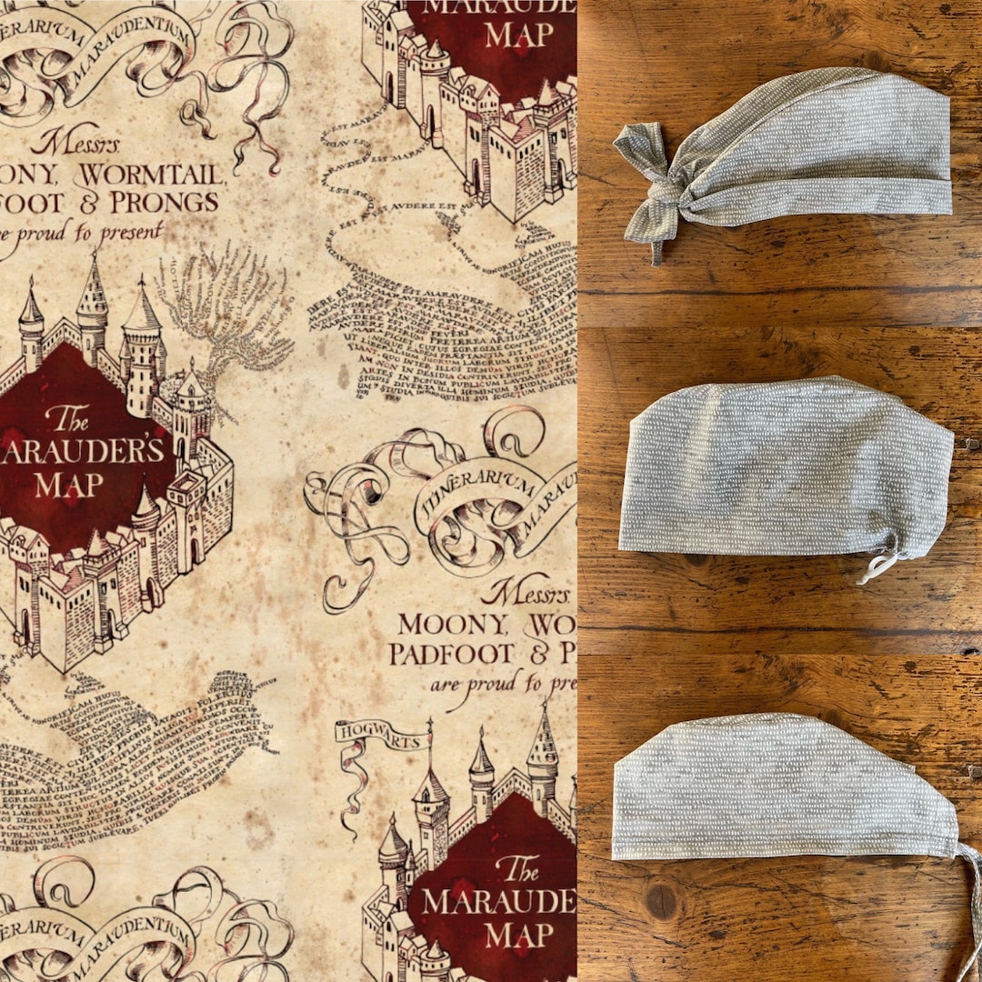 Harry Inspired Map Scrub Cap, Wizard Themed, Surgical Caps (made With ...