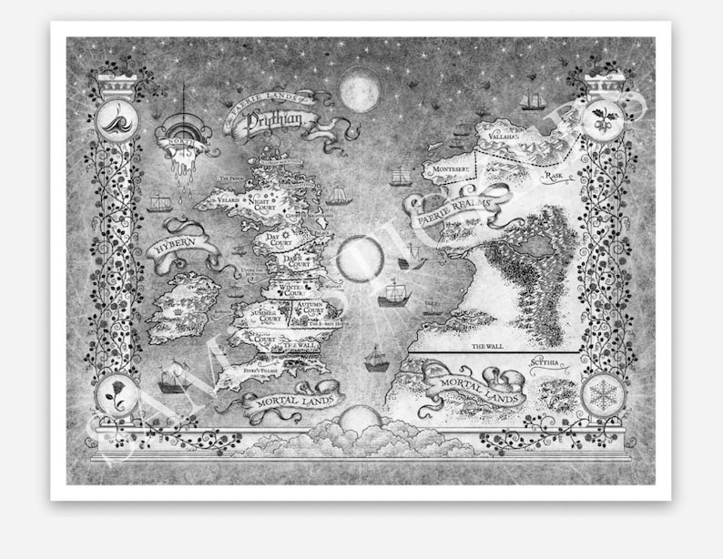 ACOTAR INSPIRED STICKER Fae Map Sticker, Fantasy, Book Sticker, Reading ...