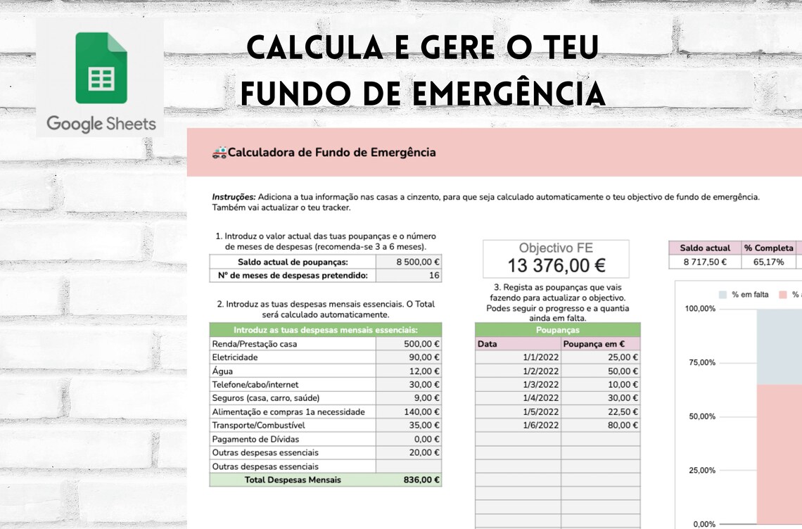 Emergency Fund Calculator Personal Finance Google Sheets Template - Etsy