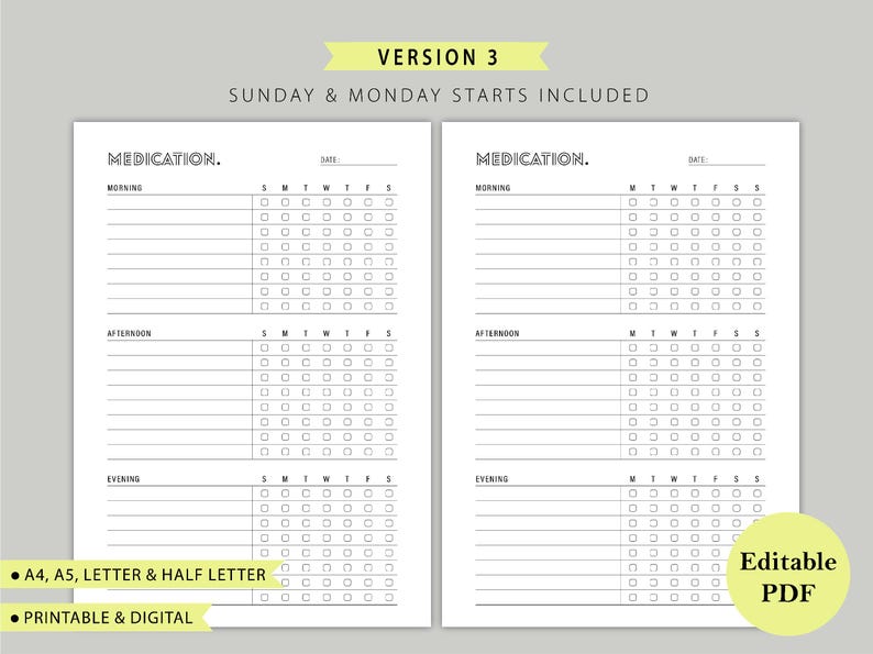 Daily Medication Tracker Printable, Medication Intake Reminder ...