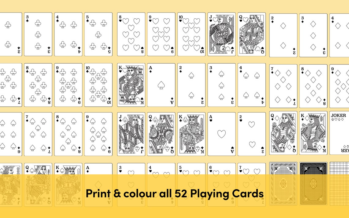 Printable Colouring Playing Cards | Instant Digital Download | PDF ...