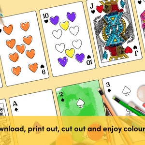 Printable Colouring Playing Cards | Instant Digital Download | PDF ...